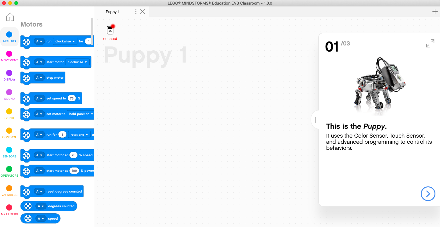 【LEGO EV3】EV3 Classroomで「The Puppy」を作ってみた！！ - hecaton's